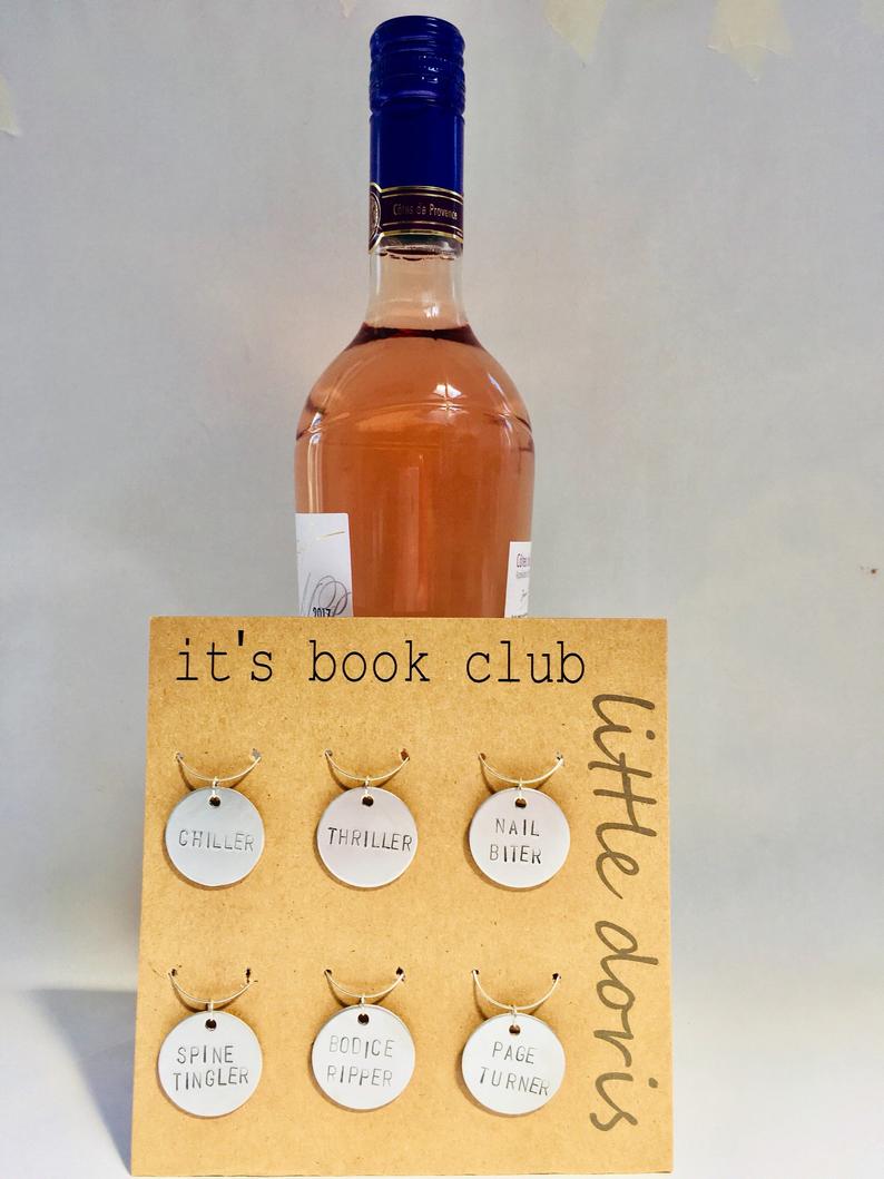 book club wine glass charms – little doris