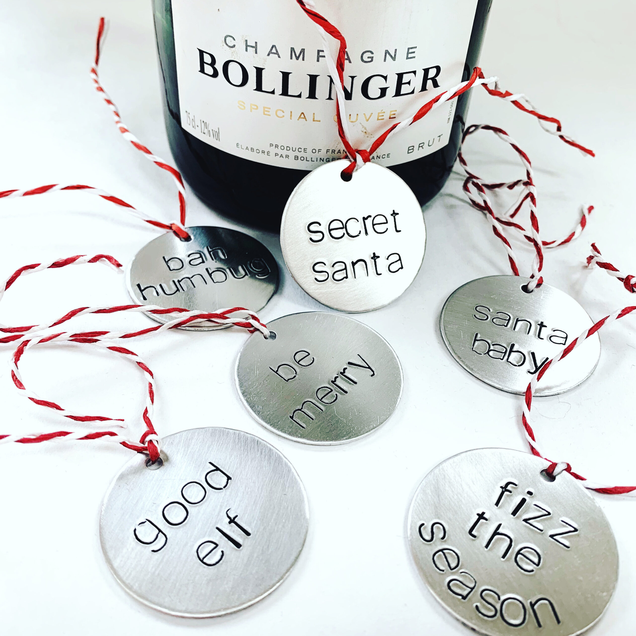 Christmas handstamped bottle & gift tags – little doris